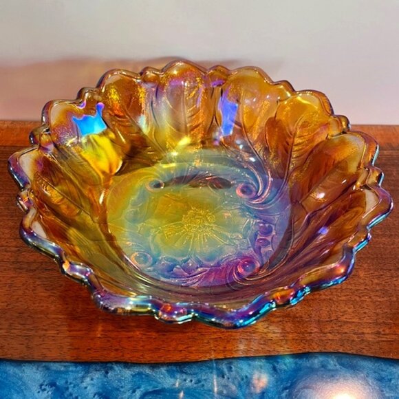 Indiana Glass | Accents | Vintage Indiana Marigold Wild Rose Leaf ...